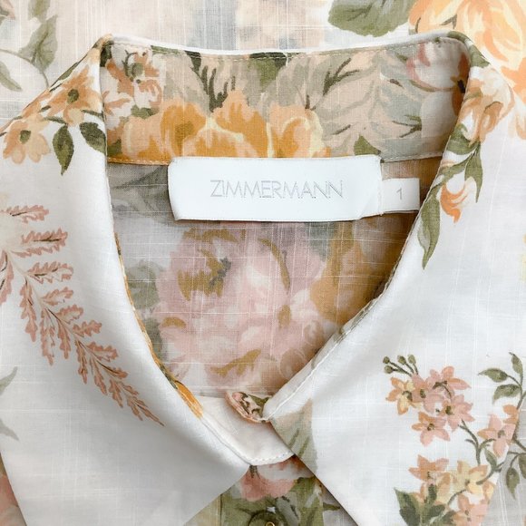 Zimmermann | Tops | Zimmermann Yellow Floral Cotton Button Up Blouse ...